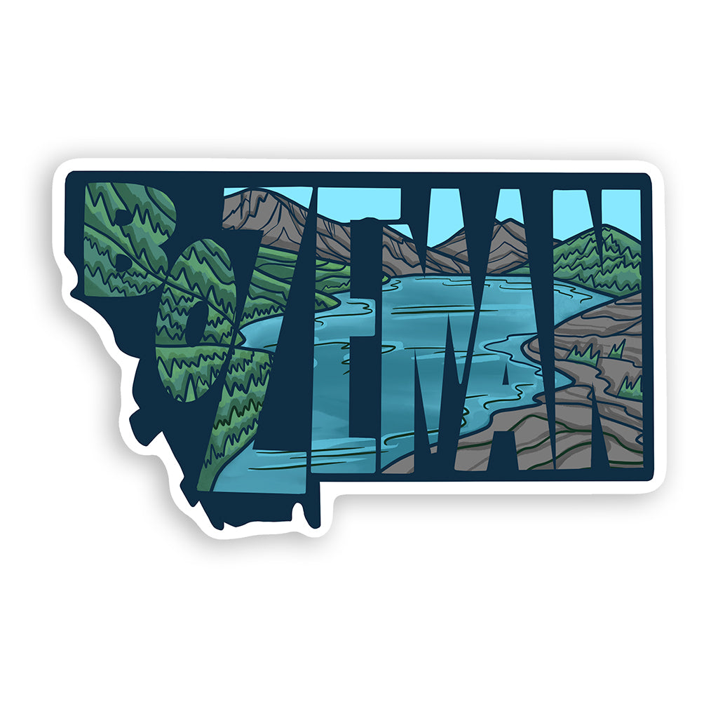 Bozeman, Montana state shape sticker – Michele Michael Art